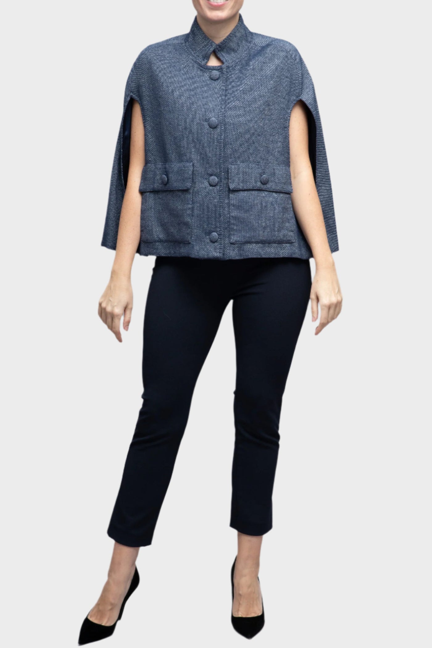 The Camilla Denim Cape designed by Marta Scarampi I Made in Italy